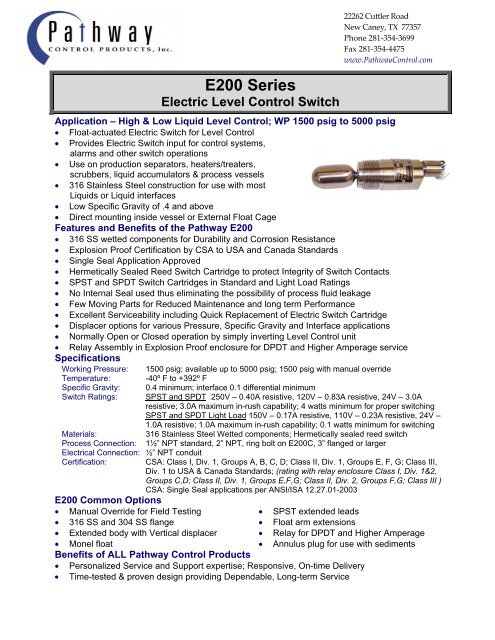 E200 Series - Pathway Controls