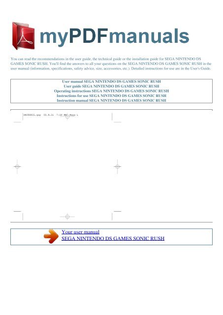 User manual SEGA NINTENDO DS GAMES SONIC RUSH