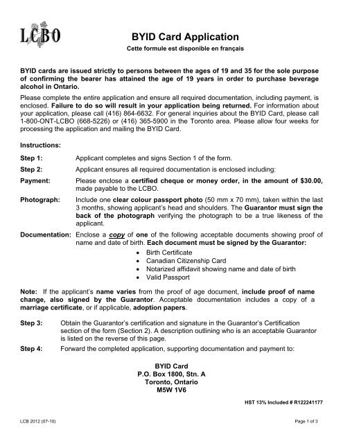 BYID Card Application - LCBO