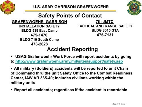 Safety - USAG Grafenwoehr - U.S. Army