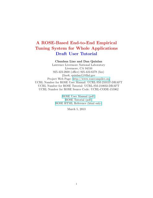 Autotuning Tutorials - ROSE compiler infrastructure