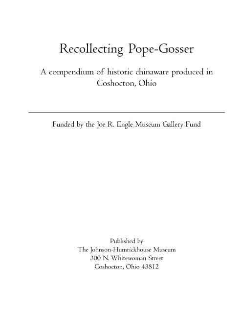 Complete Booklet pope Gosser - Johnson-Humrickhouse Museum
