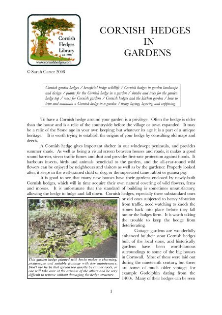 CORNISH HEDGES IN GARDENS