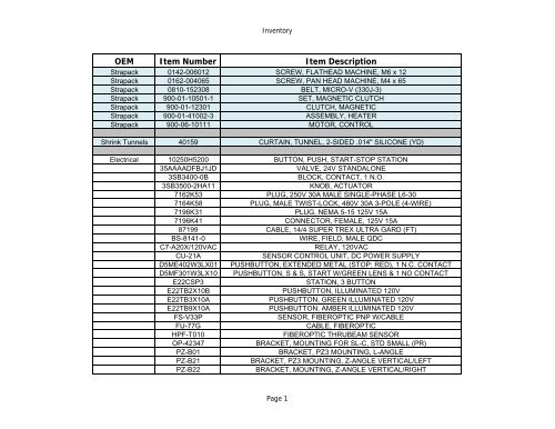 a comprehensive list of parts - PF & E