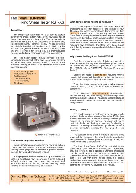 The “small” automatic Ring Shear Tester RST-XS - by dietmar schulze
