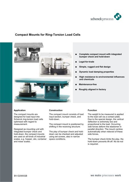 Compact Mounts for Ring-Torsion Load Cells - Schenck Weighing ...