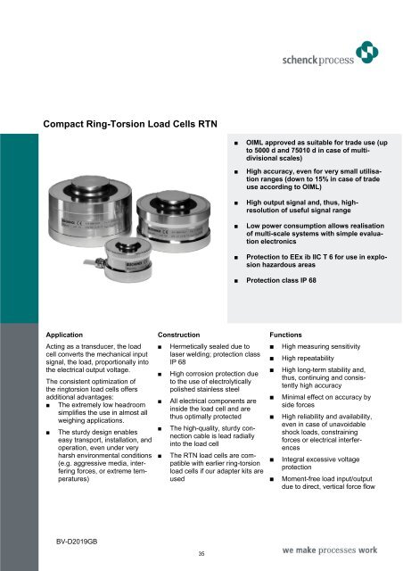 Compact Ring-Torsion Load Cells RTN - Schenck Process GmbH