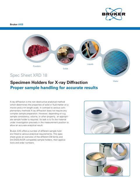 Spec Sheet XRD 18 Specimen Holders for X-ray Diffraction ... - Bruker