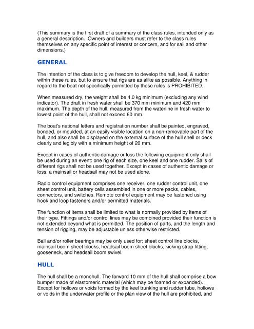 IOM Class Rules Summary