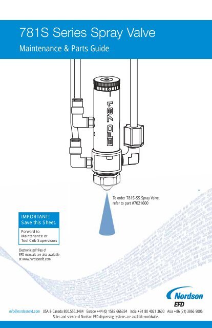 781S Series Spray Valve - Nordson Corporation