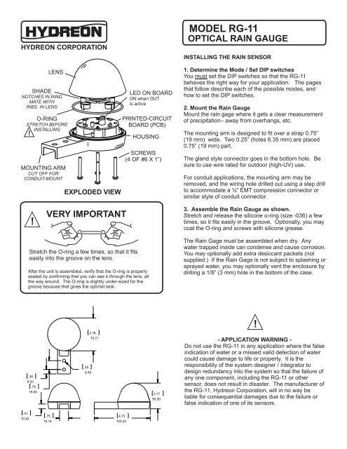 RG-11 instructions - Hydreon Optical Rain Gauge / Rain Sensor RG ...