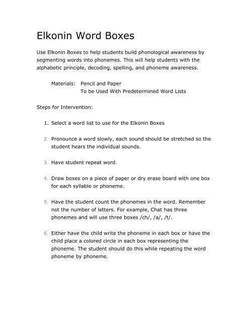 Elkonin Word Boxes - Weebly