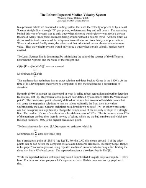 The Robust Repeated Median Velocity System - Meyers Analytics
