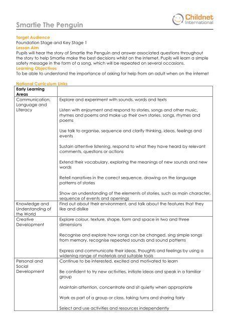 Smartie the Penguin lesson plan - Kidsmart