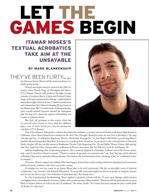 Itamar Moses From Reality TV To The Stage: The Making Of “Nobody