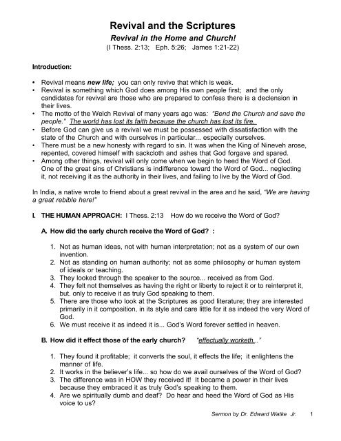 Revival and the Scriptures - Revival in the Home Ministries