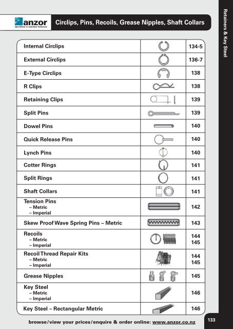 Circlips, Pins, Recoils, Grease Nipples, Shaft Collars