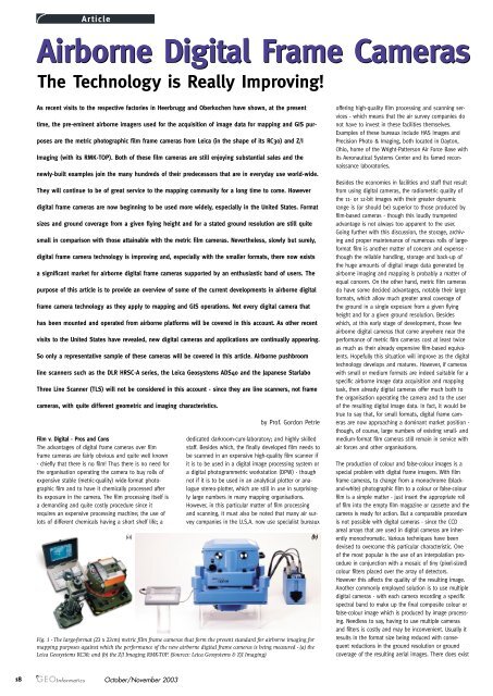 Article Airborne Digital Frame Cameras