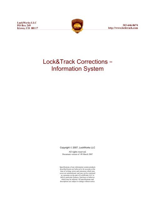 Lock&Track Corrections SM Information System - Jail and Prison ...
