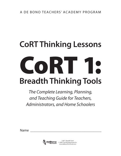 CoRT Thinking Lessons Breadth Thinking Tools De Bono For Schools cort-thinking-lessons-breadth-thinking-tools-de-bono-for-schools