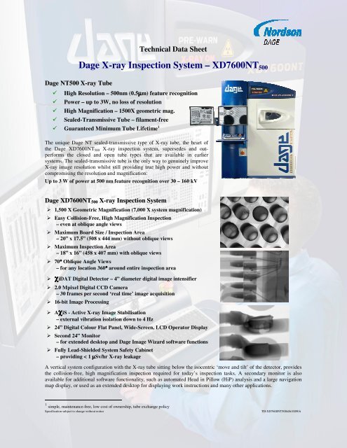 Dage X-ray Inspection System – XD7600NT500