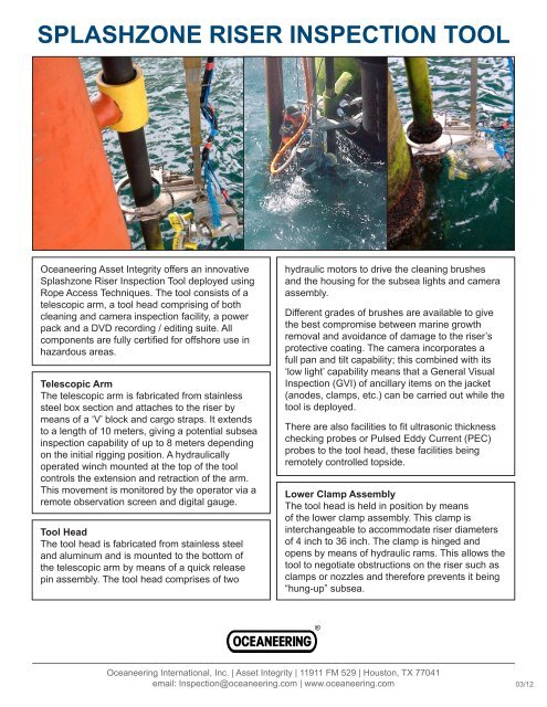 SplaShzone RiSeR inSpection tool - Oceaneering