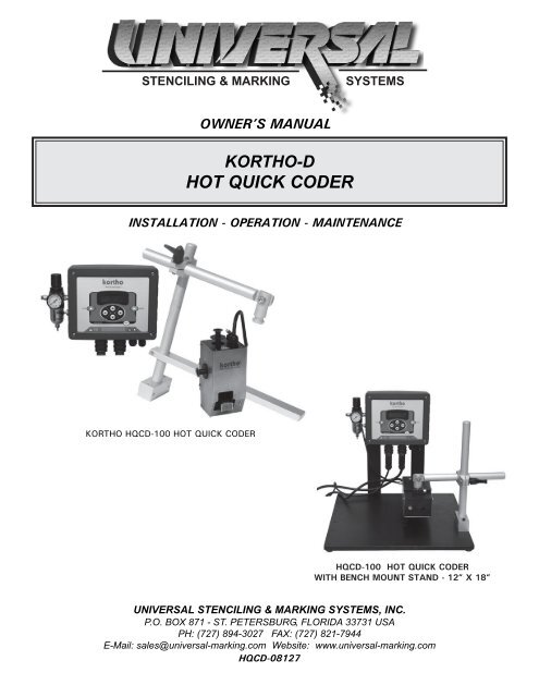 HOT QUICK CODER - Universal Stenciling & Marking