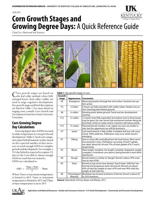 AGR-202: Corn Growth Stages and Growing Degree Days: A Quick ...