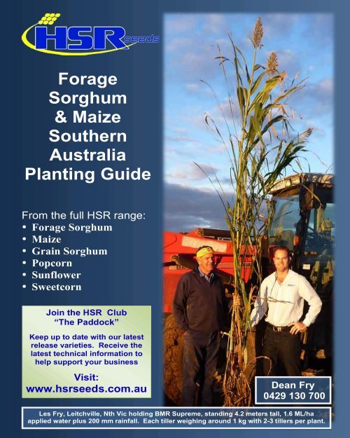 Forage Sorghum & Maize Southern Australia Planting ... - HSR Seeds