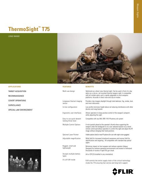 ThermoSight T75 data sheet - Flir Systems