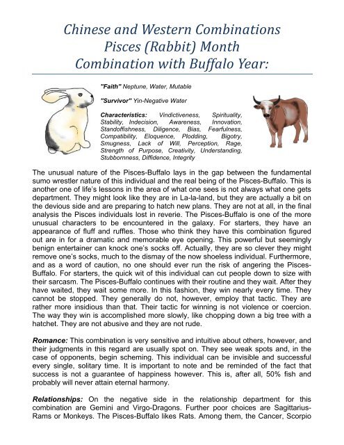 Chinese and Western Combinations Pisces (Rabbit) Month ...