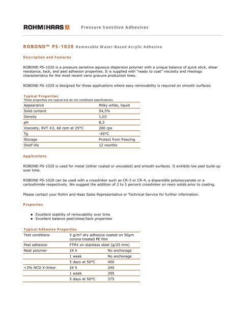 Robond PS-1020 - The Dow Chemical Company