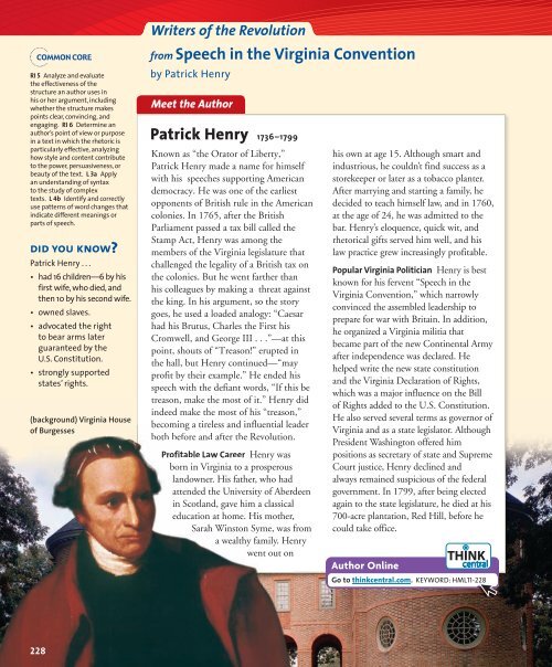 Speech in the Virginia Convention - Mrs.D's English Class