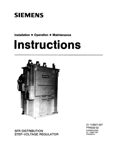 SFR Instruction Manual - Siemens Energy