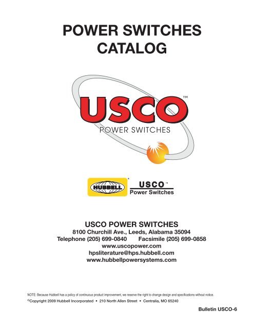 POWER SWITCHES CATALOG - Hubbell Power Systems