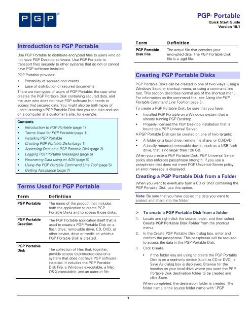 PGP Portable Quick Start Guide - Symantec