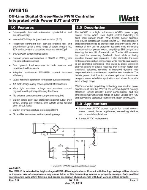 iW1816 Data Sheet - iWatt