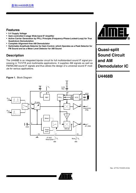 Quasi-split Sound Circuit and AM Demodulator IC U4468B - w