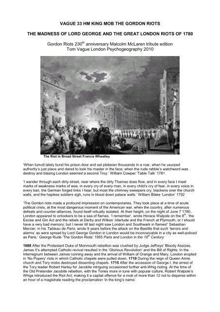 VAGUE 33 HM KING MOB THE GORDON RIOTS THE ... - Housmans