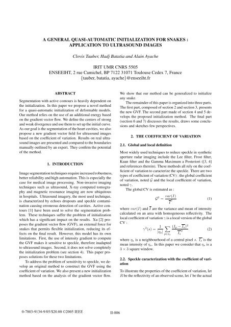 a general quasi-automatic initialization for snakes : application - Lirmm