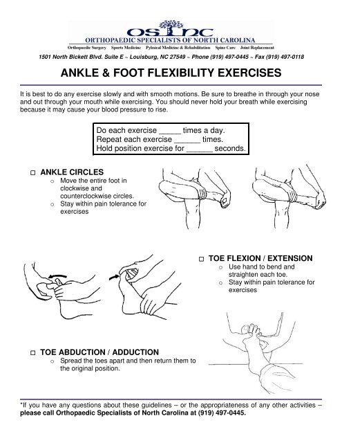 Ankle & Foot Flexibility - Orthopaedic Specialists of North Carolina