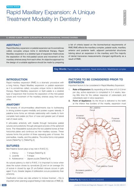 Rapid Maxillary Expansion: A Unique Treatment Modality in ... - JCDR