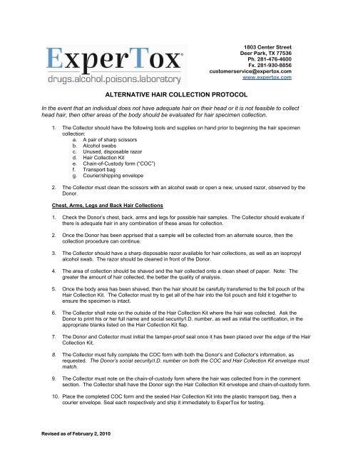 ALTERNATIVE HAIR COLLECTION PROTOCOL - ExperTox