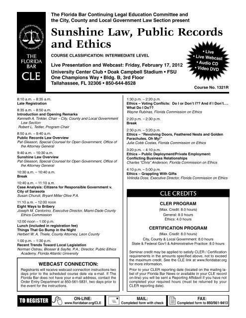 Sunshine Law, Public Records and Ethics - The Florida Bar