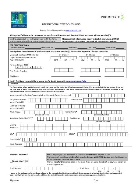 INTERNATIONAL TEST SCHEDULING - Prometric