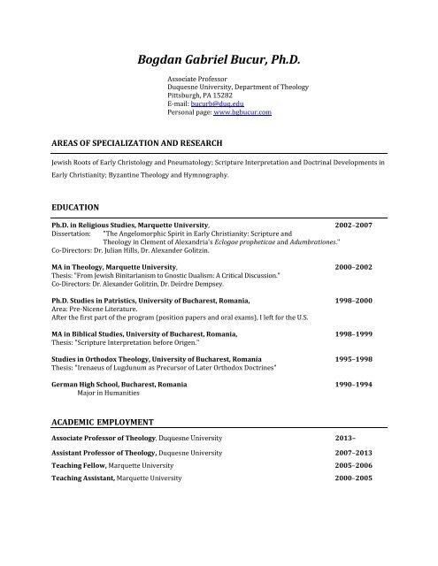 Bogdan Gabriel Bucur - Duquesne University