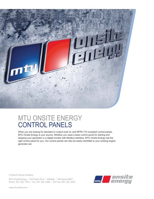 mtu onsite energy control panels - Emergency Systems Service ...