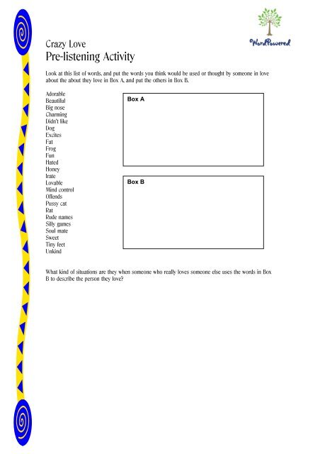 Pre-listening Activity - WordPowered