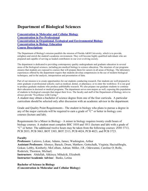 Department of Biological Sciences - Florida A&M University