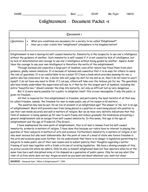The Enlightenment Document
